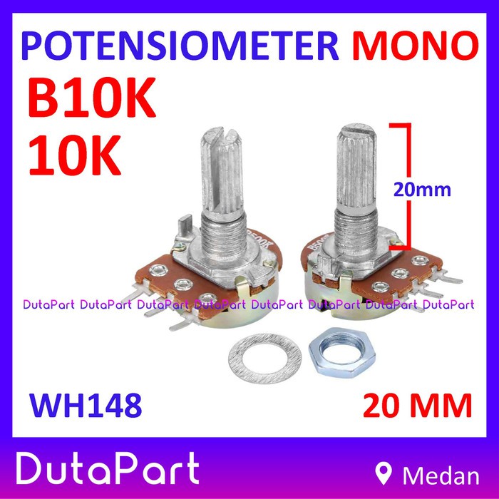 Jual Potensiometer Mono 10K Ohm B10K Potensio Linear 20mm | Shopee ...