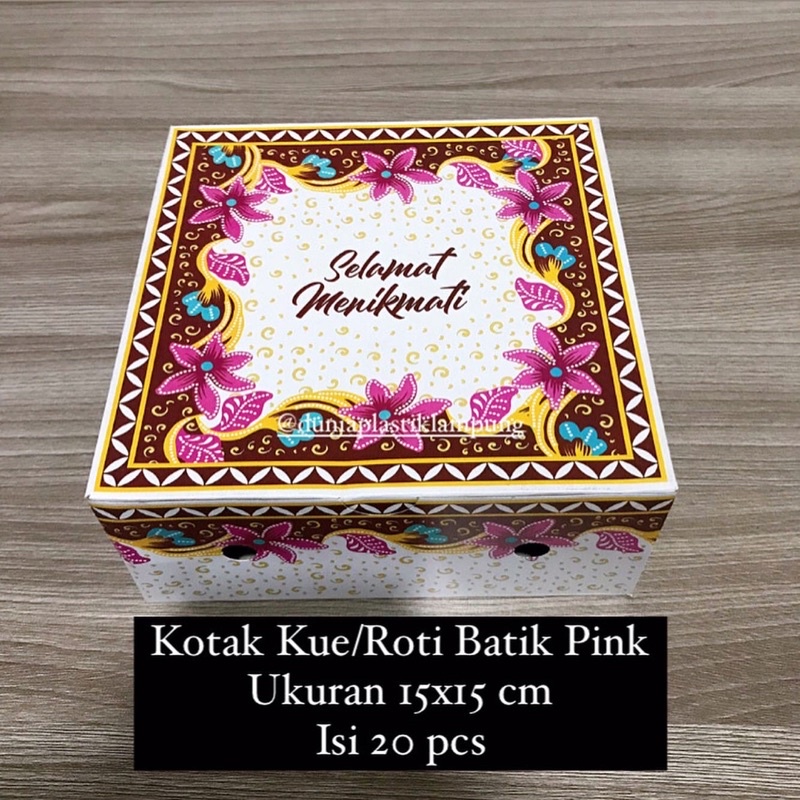 Jual Kotak Kue/Roti Motif Batik Pink 15x15 cm (20 pcs) | Shopee Indonesia