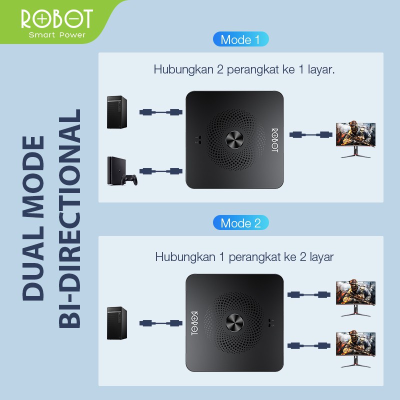 Jual HDMI switch and Splitter 2in 1out / 1in 2out Bi-Direction ROBOT HM103 | Shopee Indonesia