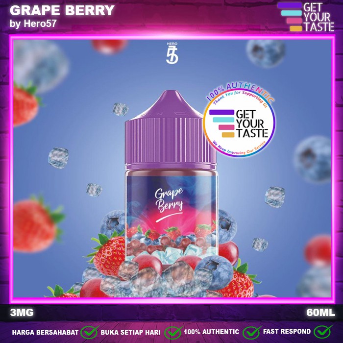 Jual Liquid Grape Berry 3MG 60ML Hero57 - Grape Bery | Shopee Indonesia