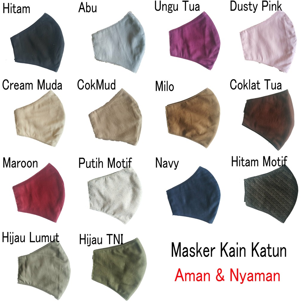 Jual Masker Kain POLOS Earloop Katun Jepang mask non medis washable ...