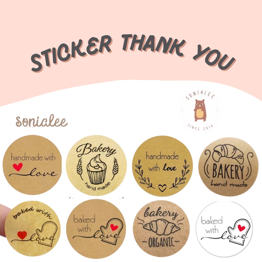 Jual Sticker Thank you / baked with love / jualan kue stiker | Shopee ...