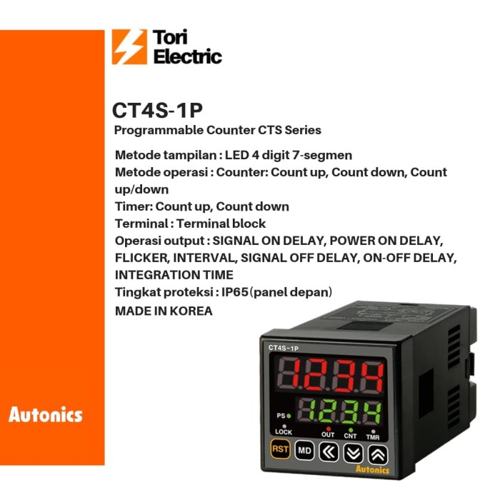 Jual AUTONICS PROGRAMMABLE COUNTER CT4S-1P4 & CT4S-1P2 100% ORI ...