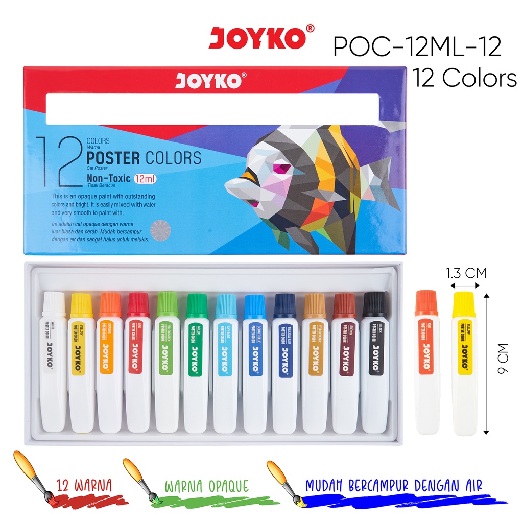 Jual Joyko Cat Poster Poster Color Joyko POC-12ML TITI 12 Poster Colors ...
