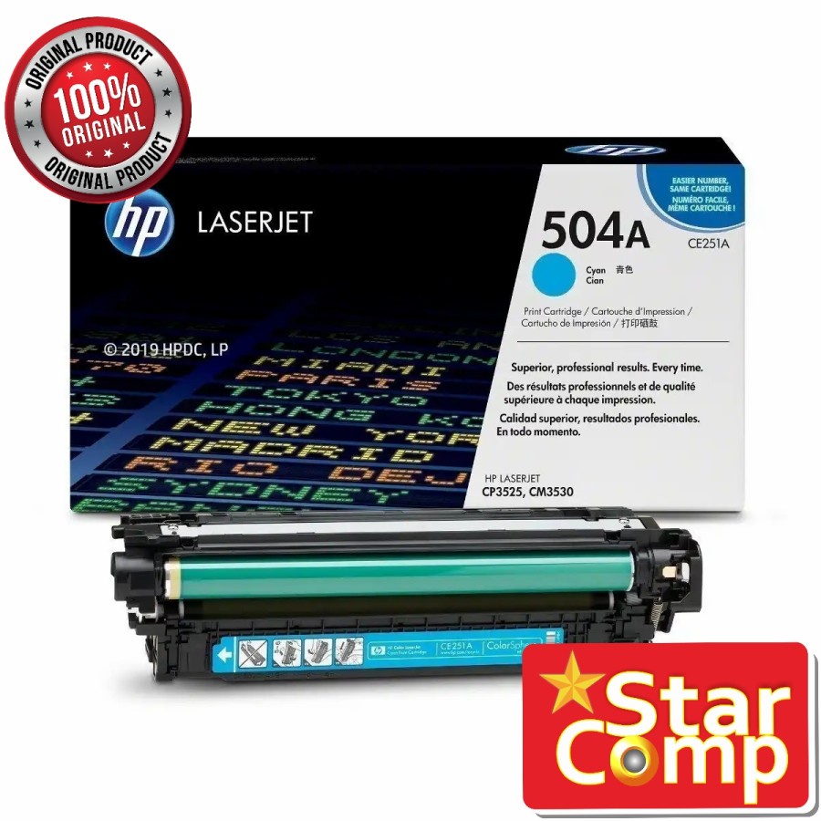 Jual HP LaserJet 504A Cyan CE251A Toner Original - Biru | Shopee Indonesia