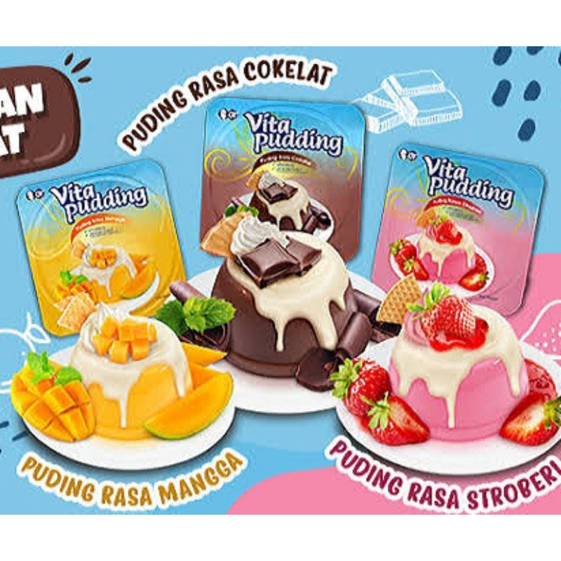 Jual VITA PUDDING 105GR || JELLY VITA PUDING || COKLAT/STRAWBERRY ...