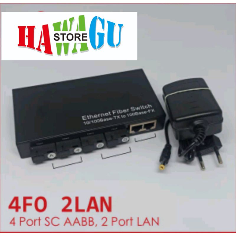 Jual Media Converter Fiber Optik 4 Port Fiber AABB 2 Port LAN RJ45 ...