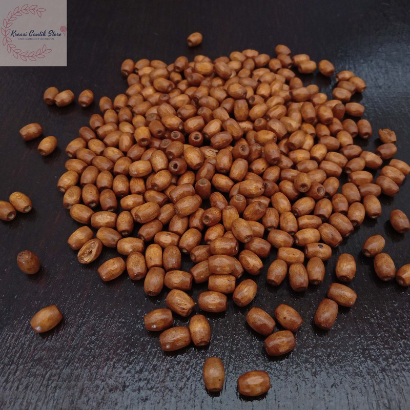 Jual Manik-Manik / Manik Kayu Padi / Mote Kayu Lonjong Warna Coklat ...