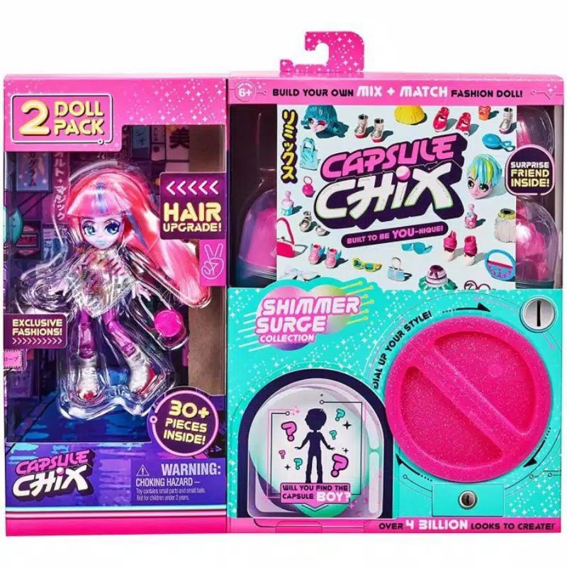 Jual CAPSULE CHIX SHIMMER SURGE COLECTION 2 DOLL PACK HAIR UPGRADE ...