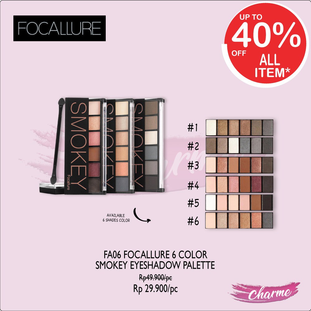 Jual (READY & ORI!) FOCALLURE 6 Colors warna Nude/Smoky Eyeshadow ...