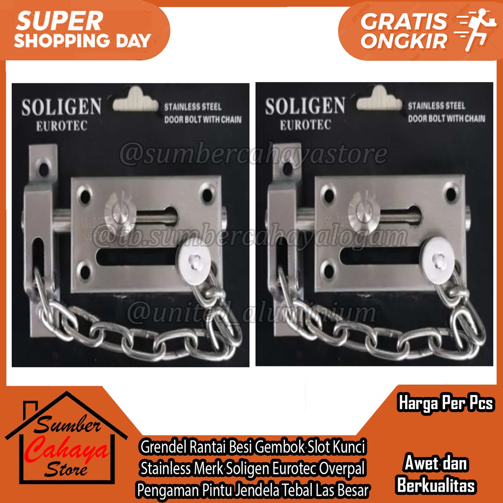 Jual Grendel Rantai Slot Gembok Kunci Besi Stainless Overpall Overfall ...