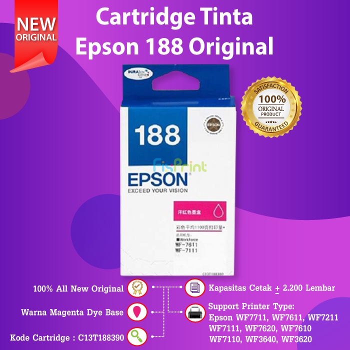 Jual Original Cartridge Tinta Epson 188 T188 T1881 Magenta, Tinta ...