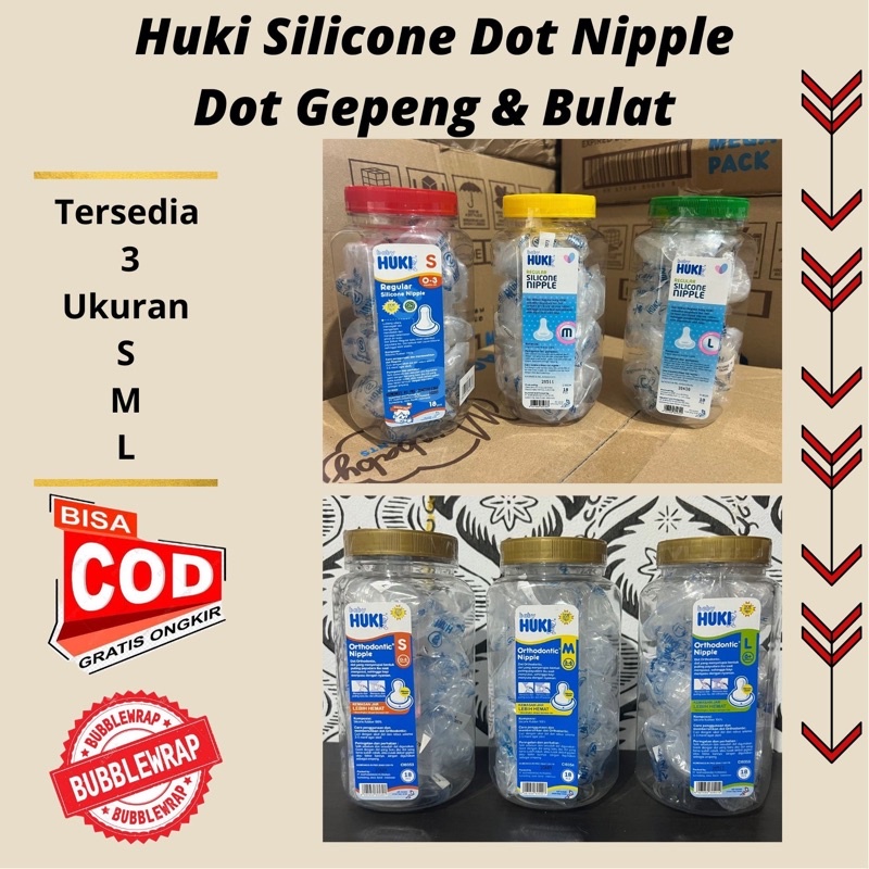 Jual Huki Nipple Silicone Dot Bulat & Gepeng - Dot Botol Susu Bayi | Shopee Indonesia
