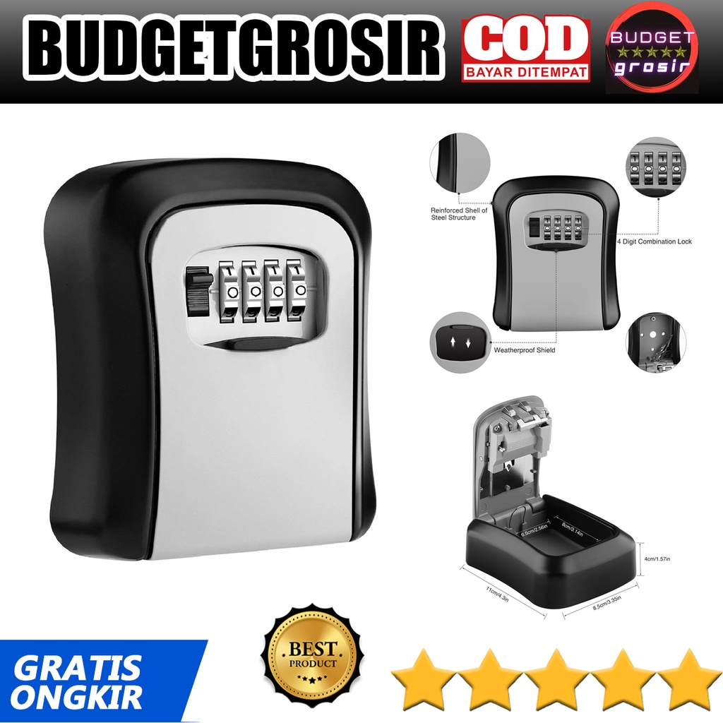 Jual Kotak Brankas Safety Box Dinding Wall Mounted 4 Digit Password ...