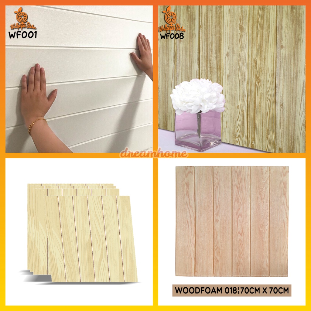 Jual Wood Foam Wallpaper Foam Motif Kayu 3D Brick Panel Wallpaper ...