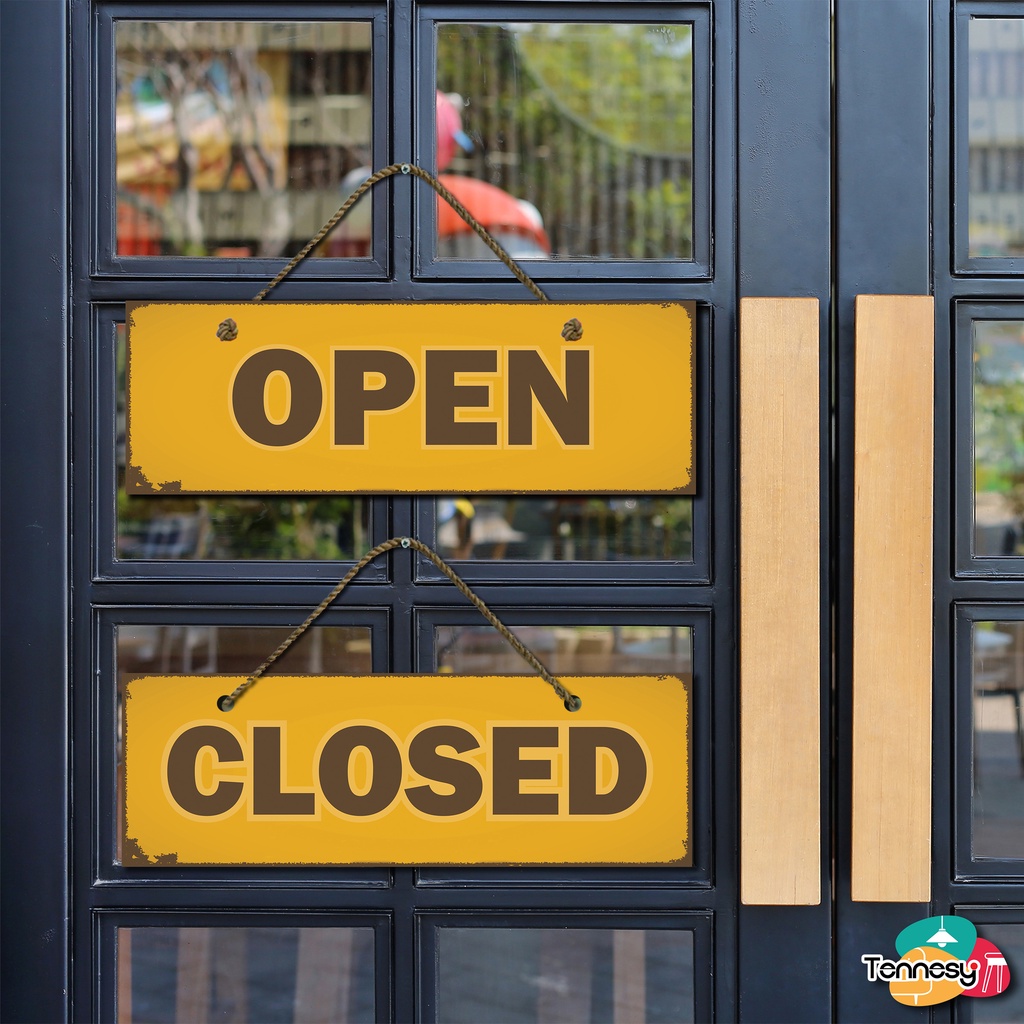 Jual TENNESY PAJANGAN SIGN PINTU TOKO OPEN CLOSE 30x10CM 2 SISI HIASAN ...