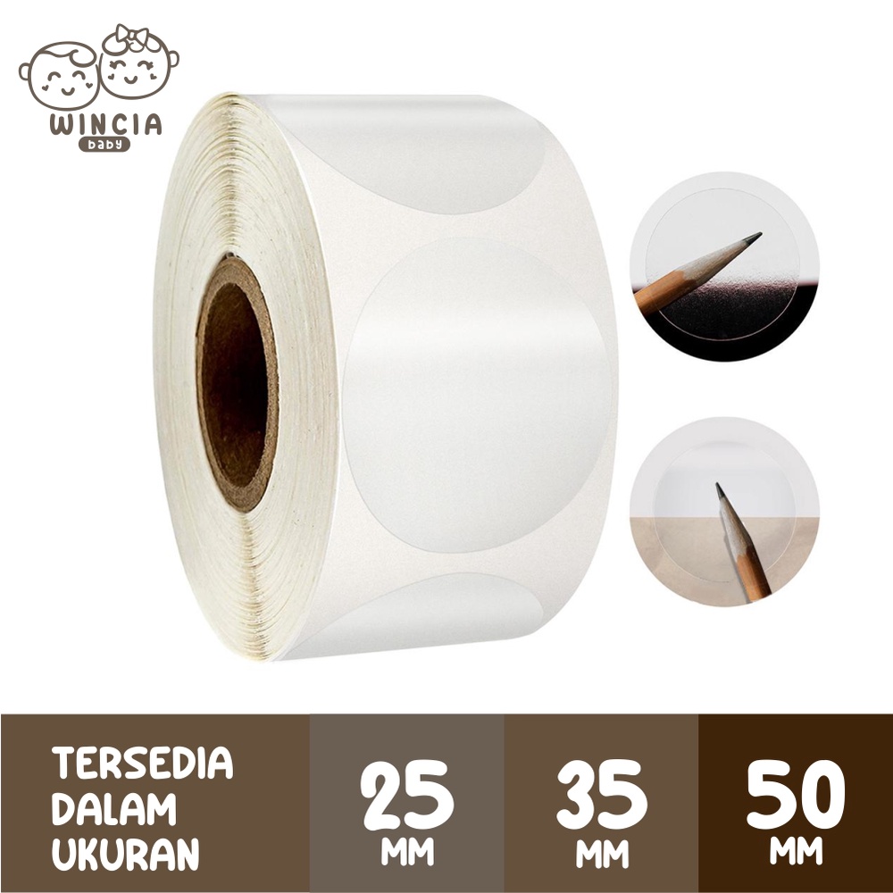 Jual [TEMURAH] 500PCS/Roll Sticker Segel 50mm 5.0cm Vinyl Bening Bulat ...