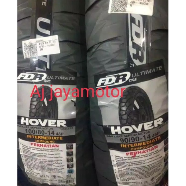 Jual Paket Ban tubeless FDR HOVER UK 100/80 14 & 90/90 14 bonus pentil ...