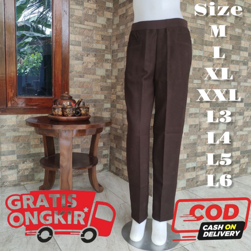Jual Celana Kerja Wanita Celana Kantor Wanita Celana Bahan Formal Wanita Pinggang Karet High ...