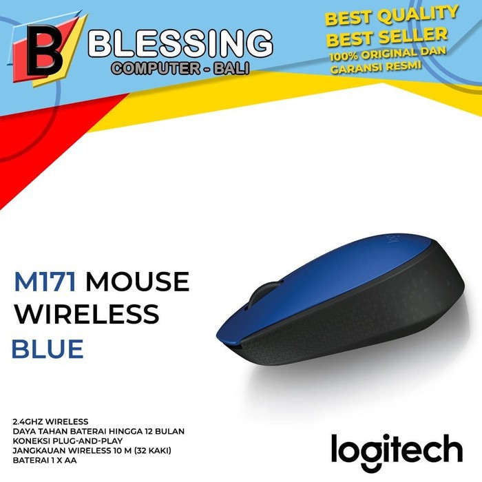 Jual Mouse Wireless Logitech M171 - Blue (910-004656) | Shopee Indonesia