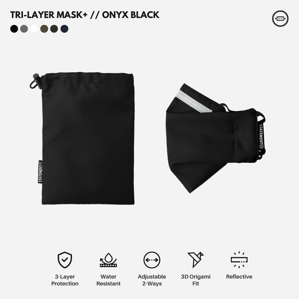 Jual Statement Tri-Layer Mask + / Masker Kain Reflektif Anti Air ...