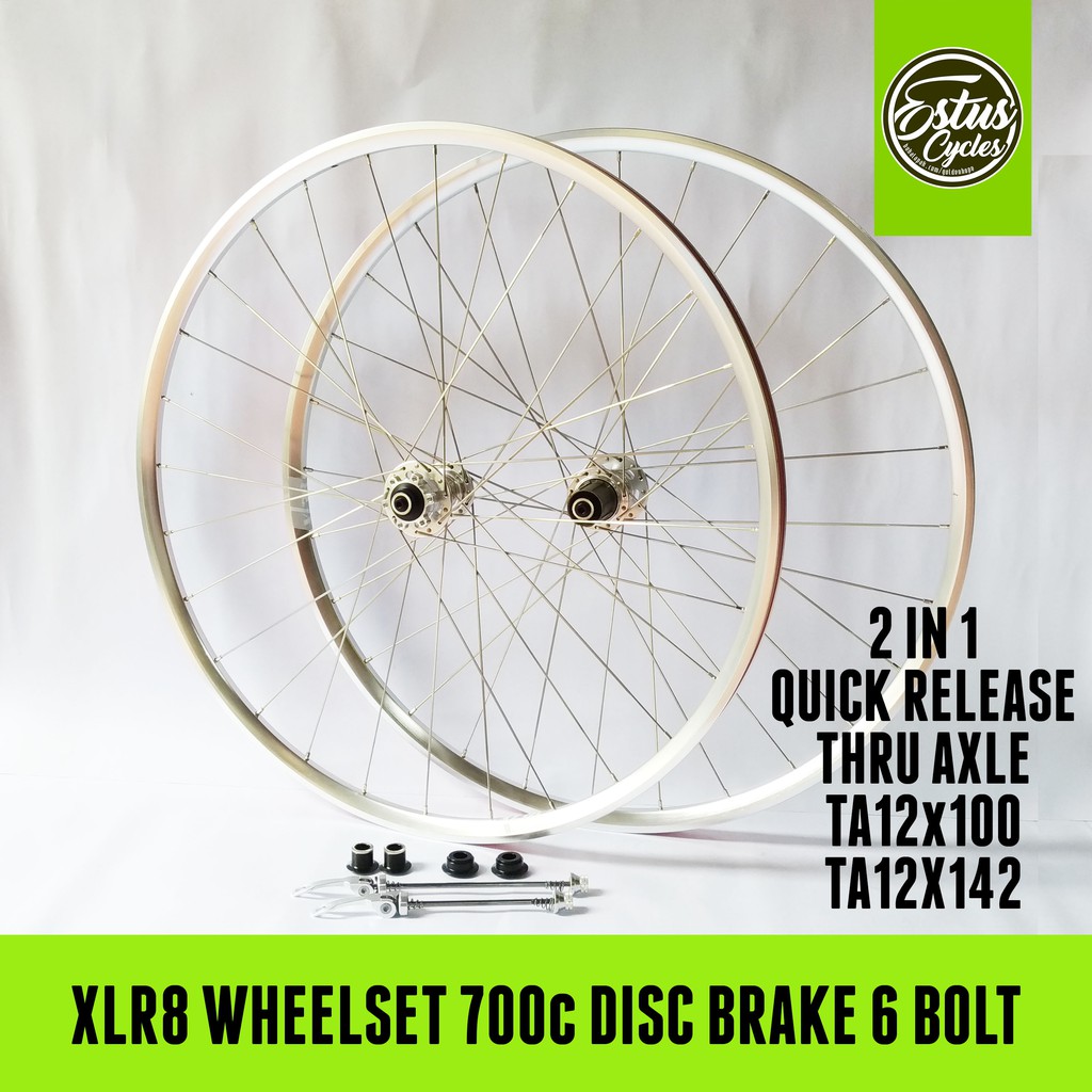 Jual Wheelset Sepeda XLR8 Clincher 700c Disc Brake Thru Axle TA Quick ...
