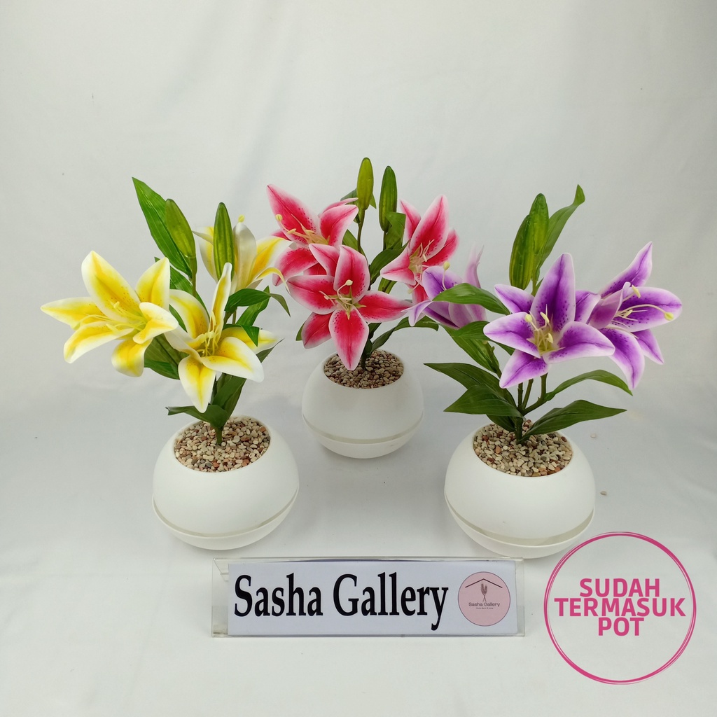 Jual BUNGA LILY LATEKS PREMIUM ARTIFISIAL 5 CABANG DEKORASI RUANG RUMAH ...