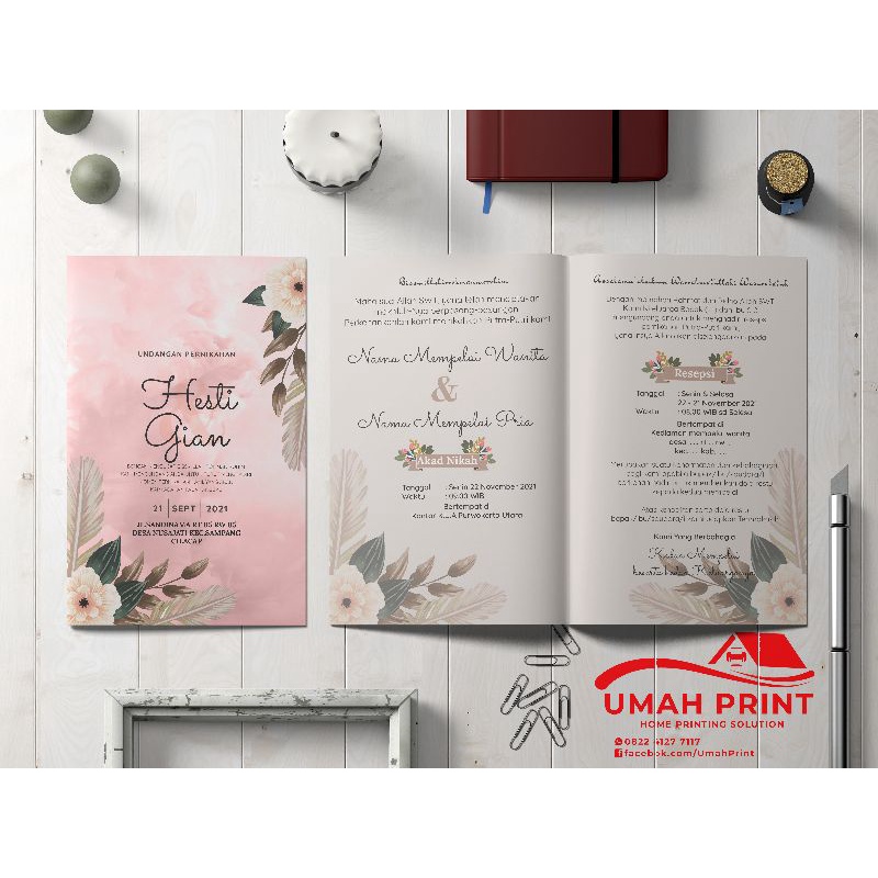 Jual Undangan pink rustik lipat dua (BC) | Shopee Indonesia