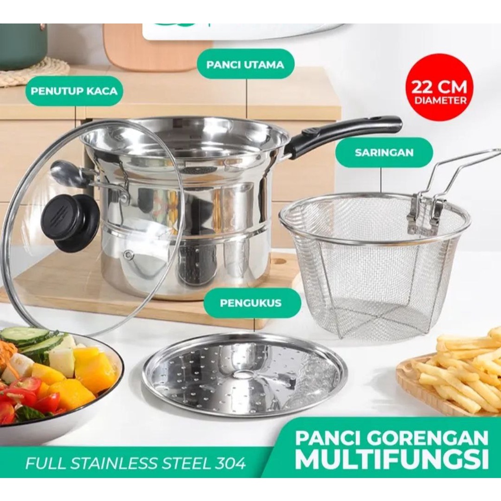 Jual Panci serbaguna 1 set isi 3 multifungtion pot 3 in 1/Panci merebus ...