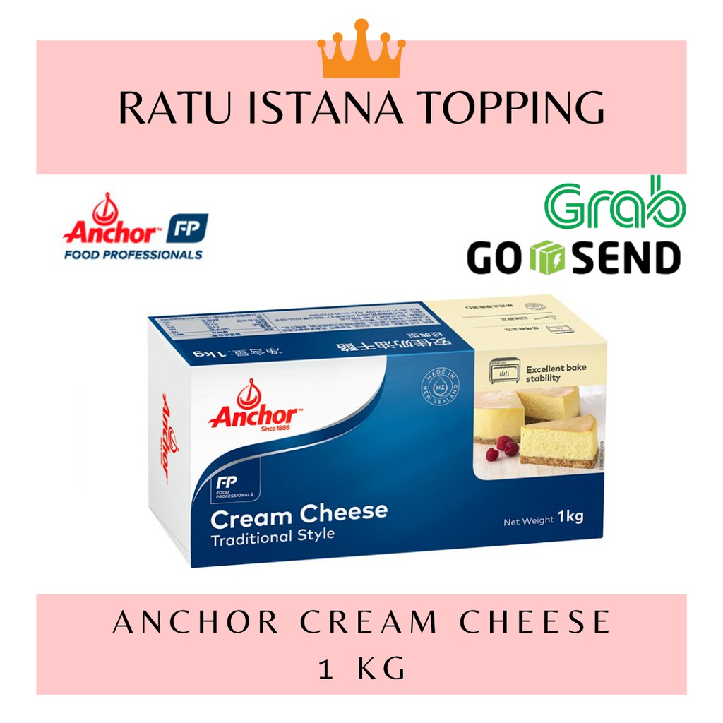 Jual CREAM CHEESE ANCHOR 1 KG IMPORT NEW ZEALAND HALAL GOSEND DAN GRAB ...