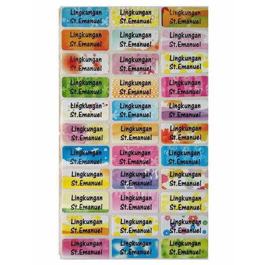 Jual Stiker Label Nama Waterproof Polos Motif Background Size S M L ...