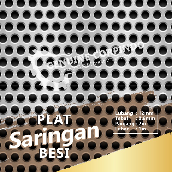 Jual Plat Besi Saringan Lubang Dia 12 mm Tebal 0,8 x P 2 M X L 1 M ...