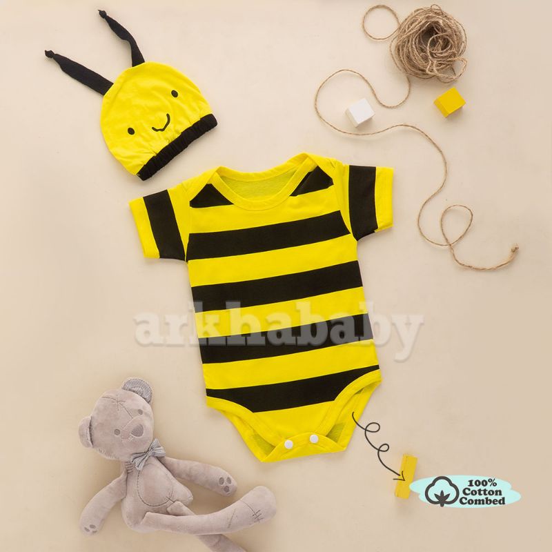 Jual BAJU BAYI JUMPER BAYI KARAKTER LEBAH/jumpsuit baby bee ( SNI ...
