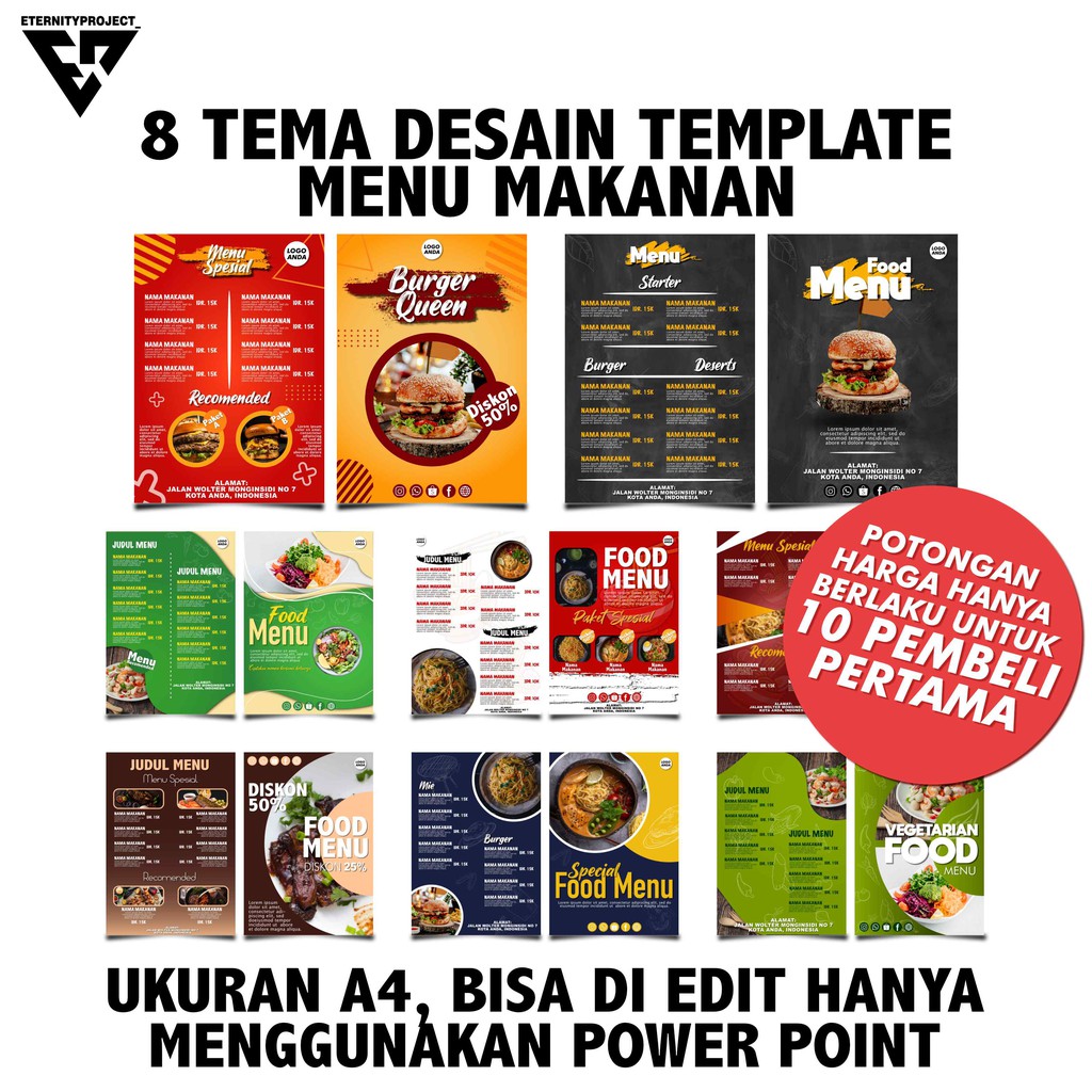 Jual DESAIN TEMPLATE MENU MAKANAN UNTUK WARUNG MAKAN | CAFE ...