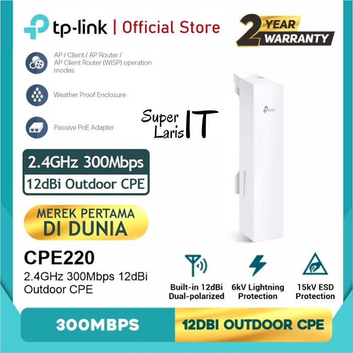 Jual TP-LINK TPLink CPE 220 CPE220 2.4GHz 300Mbps 12dBi Outdoor CPE ...
