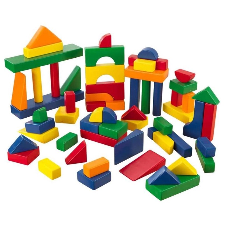 Jual Mainan Edukasi Anak Wooden Block Kayu Susun Balok Warna Bangun Box ...