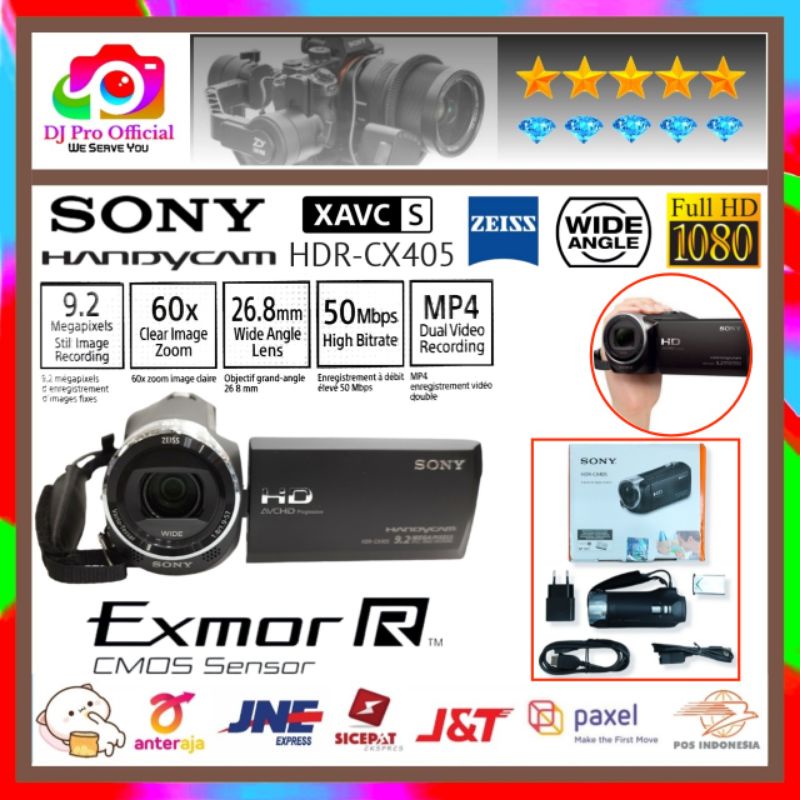 Jual Sony HDR-CX405 Handycam Exmor R™ CMOS Sensor Full HD 1080 HDR CX ...