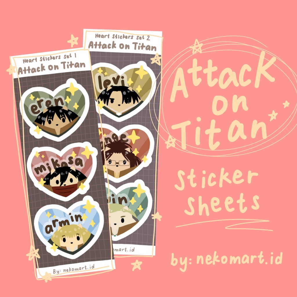 Jual Attack on Titan Sticker Sheet | Stiker anime AOT eren mikasa armin ...