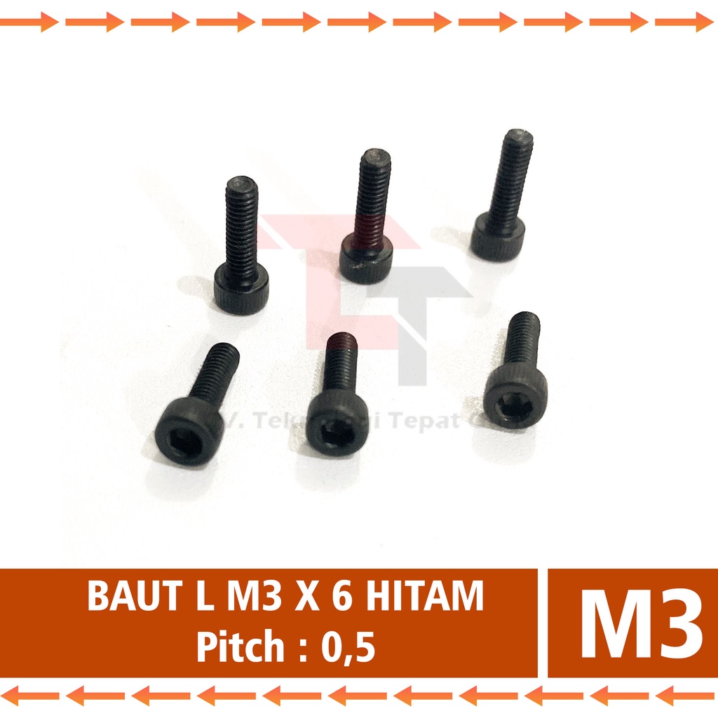 Jual Baut L M3 Baja Hitam Pitch 0.5 - 10 Pcs | Shopee Indonesia