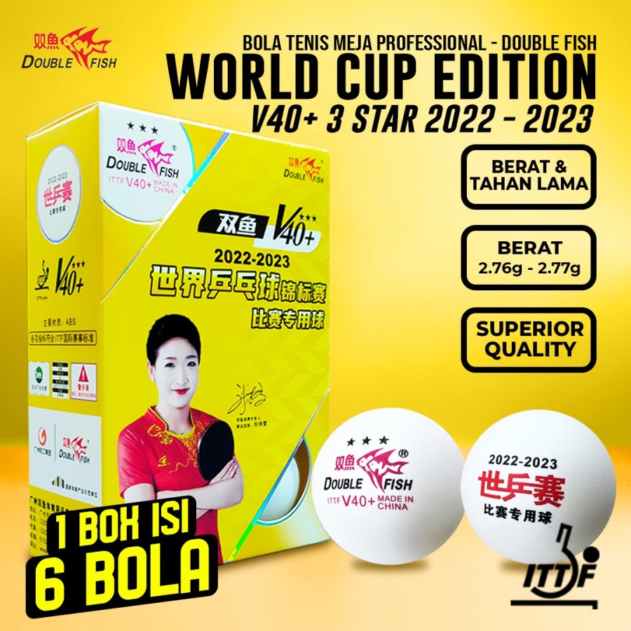 Jual Bola Pingpong Tenis Meja Double Fish World Cup Edition 2022-2023 | Shopee Indonesia
