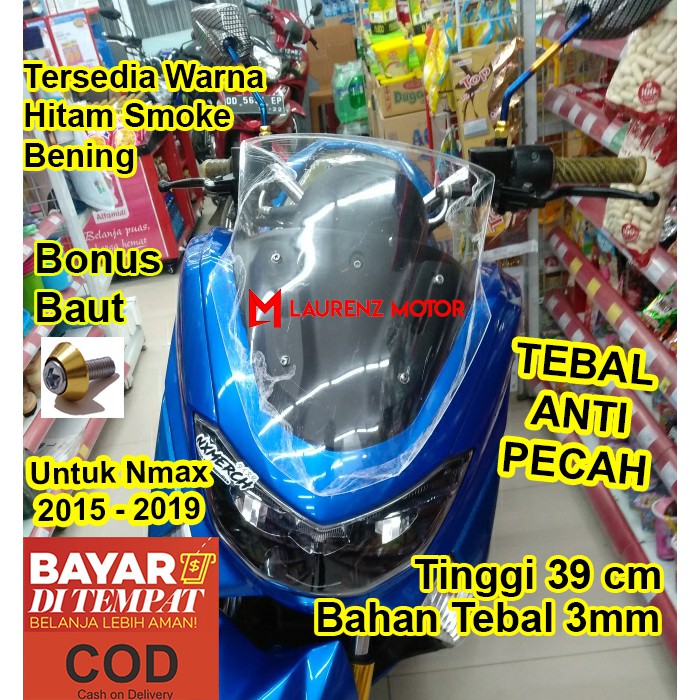 Jual Visor Windshield NMAX N MAX old Tinggi 39CM Model Rata Hitam dan ...