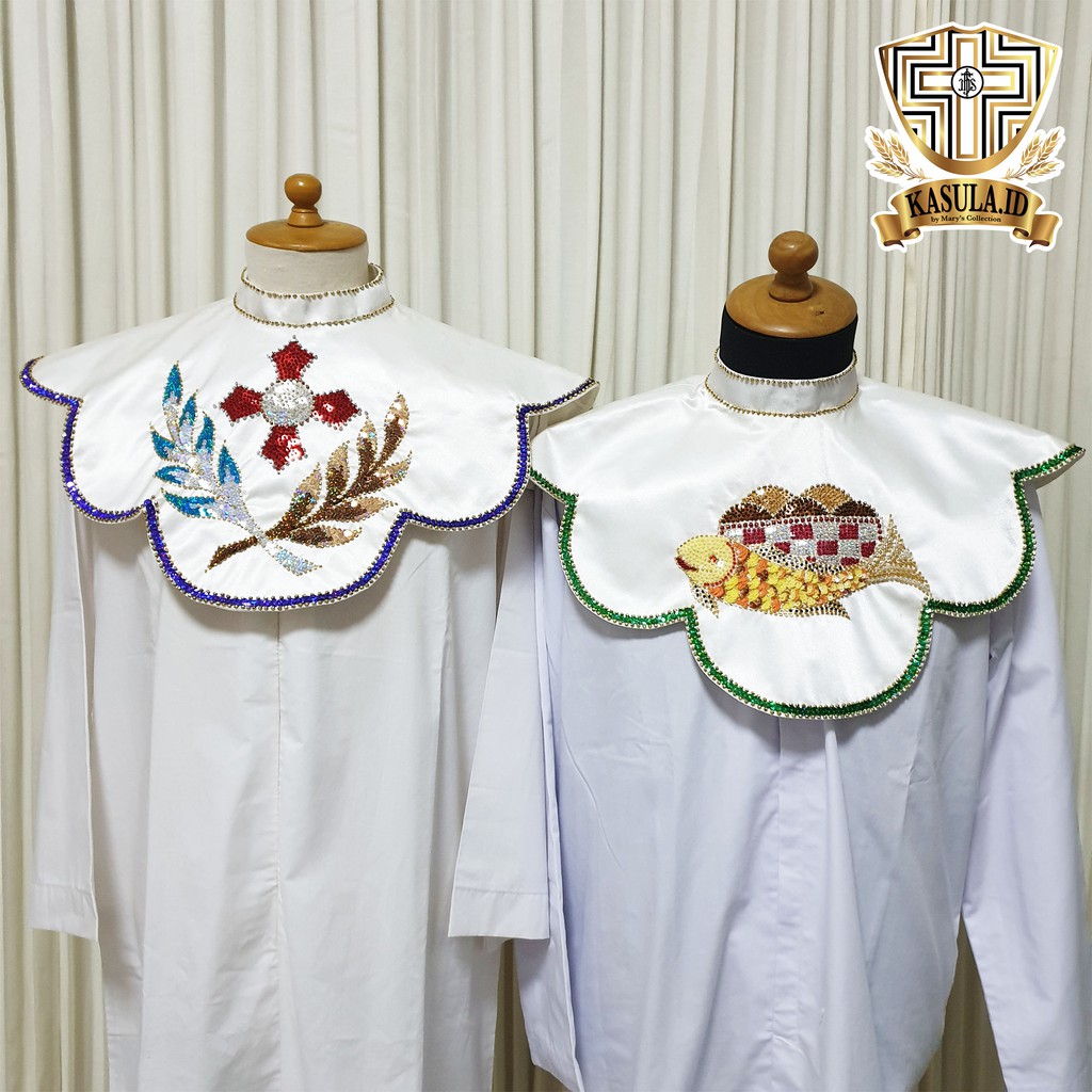 Jual 1 set Krah Misdinar putra altar katolik warna putih (2 pcs ...