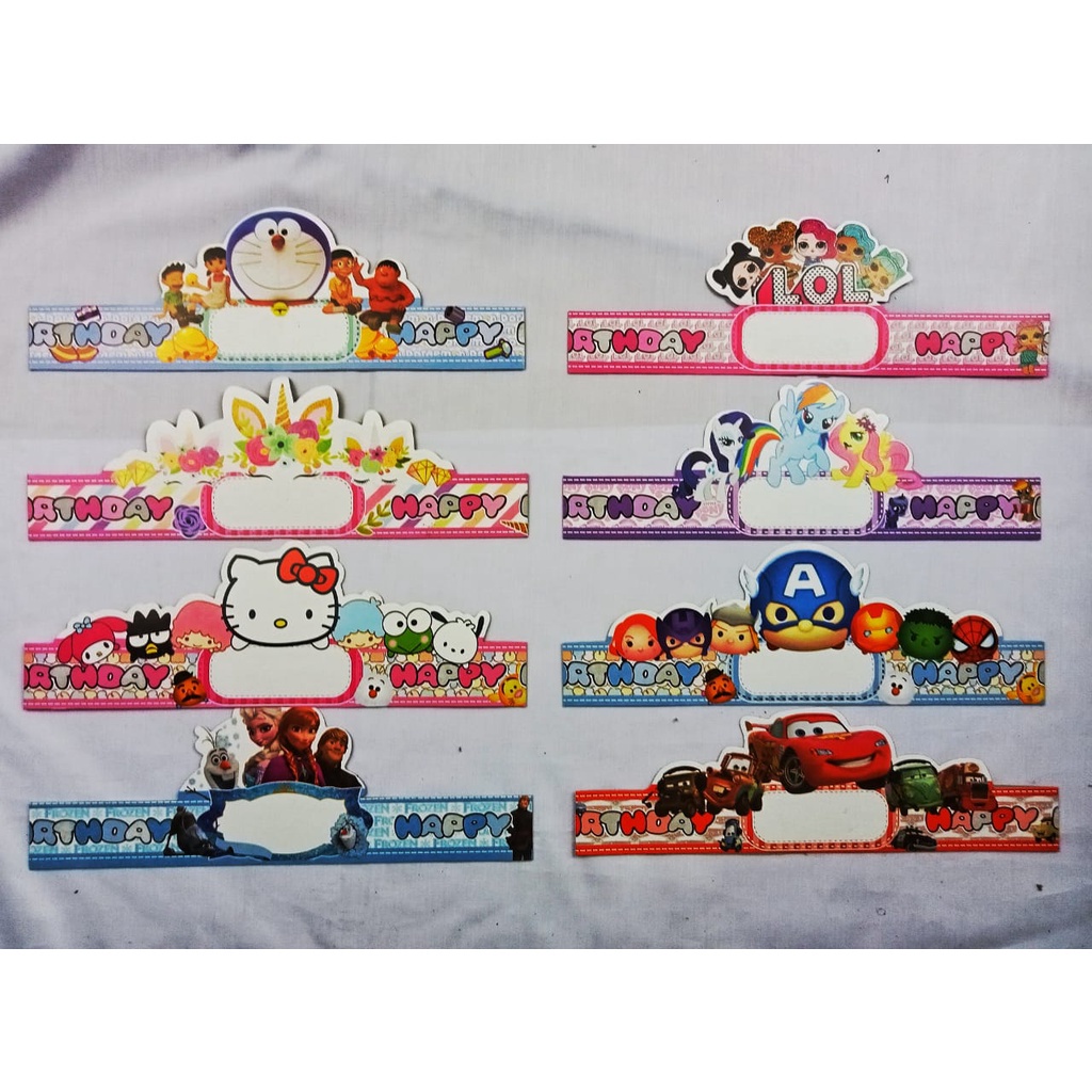 Jual TOPI ULANG TAHUN ANAK / TOPI ULTAH KARAKTER LINGKAR 1 Pak isi ...