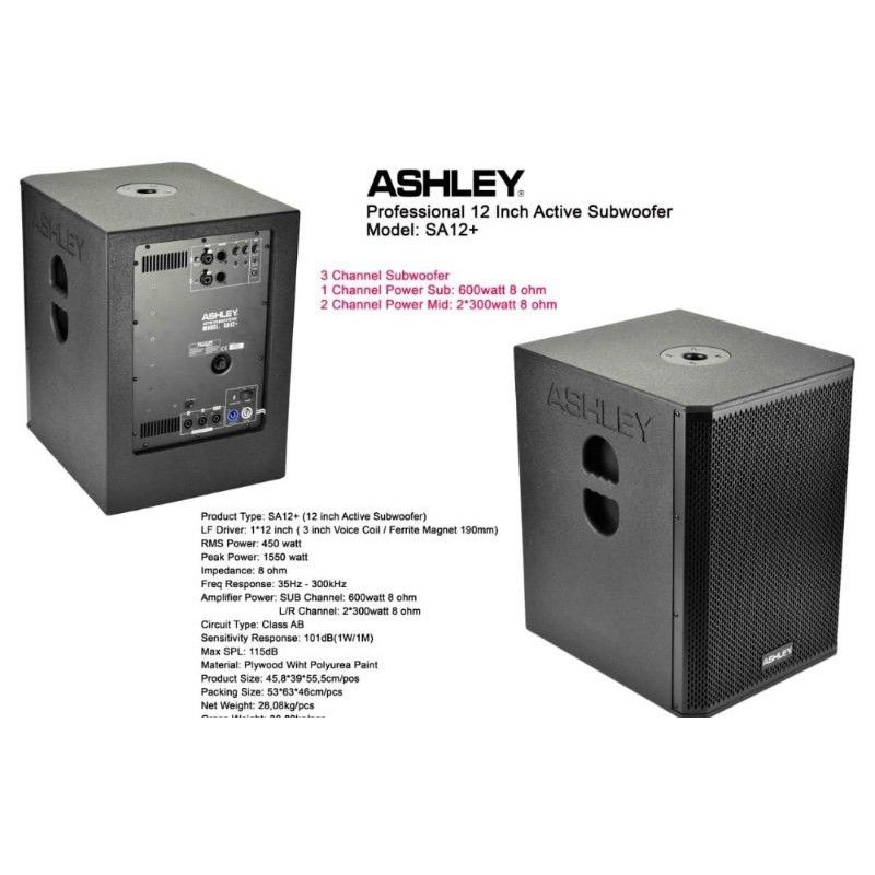 Jual SUBWOOFER ACTIVE 12INCH ASHLEY SA-12+/SA12+ ORIGINAL ASHLEY ...