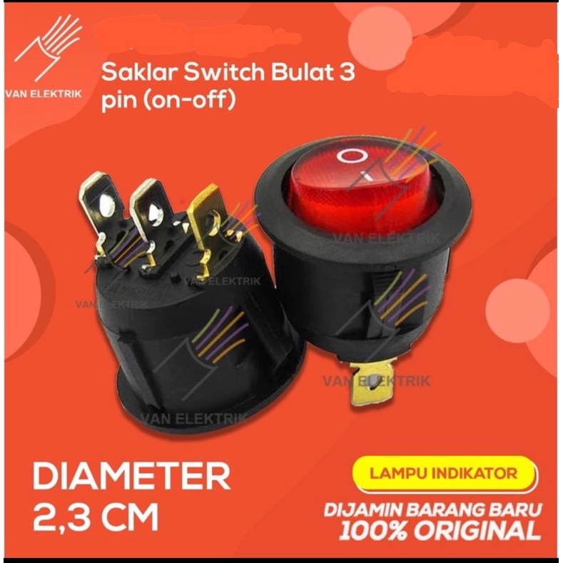 Jual Saklar Switch Bulat 3 pin (on-off) dengan lampu indikator | Shopee ...