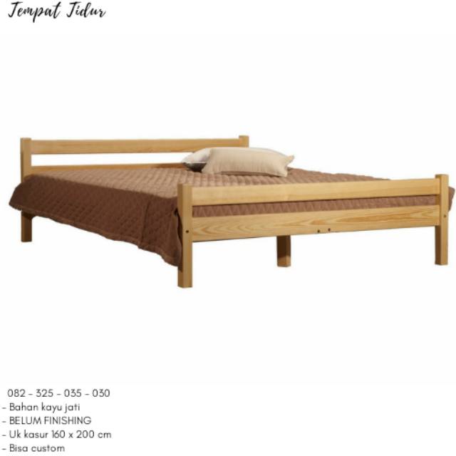 Jual Ranjang Minimalis Simpel Kayu Jati, Tempat Tidur Single Murah Kayu ...
