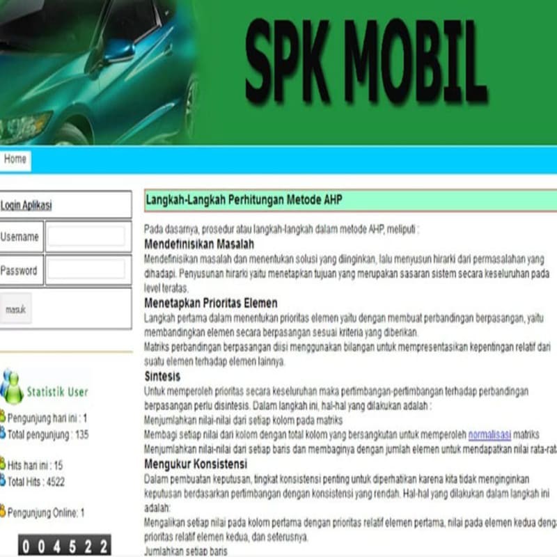 Jual Aplikasi Sistem Pendukung Keputusan Pemilihan Mobil Full Source ... Jual Aplikasi Sistem Pendukung Keputusan Pemilihan Mobil Full Source ...