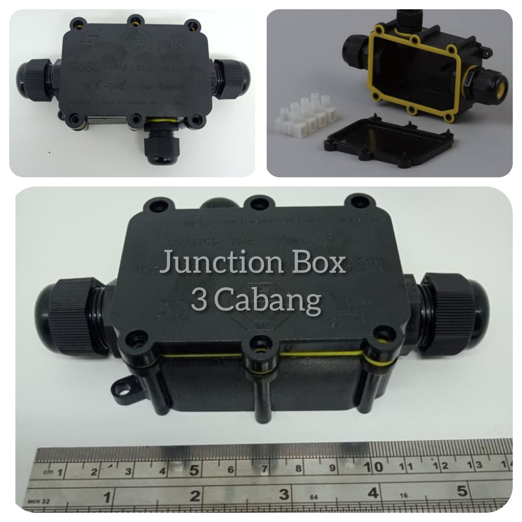 Jual Junction box sambungan waterproof cable kabel wire 3 ways cabang ...