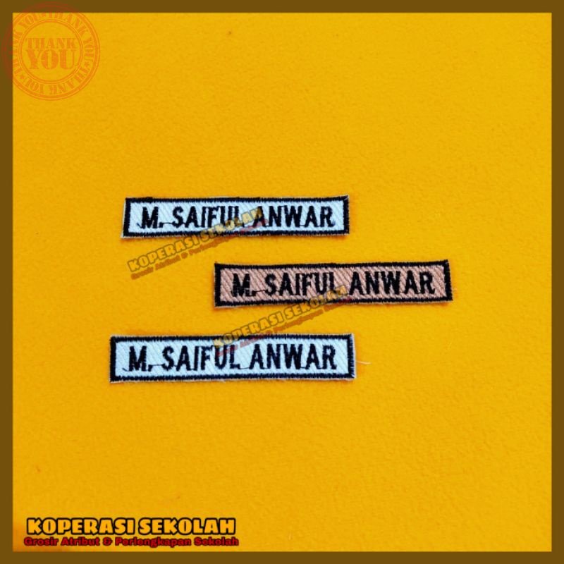 Jual Paket @3pcs Emblem Nama Siswa / Badge Nama Siswa Bordir / Bet Nama ...