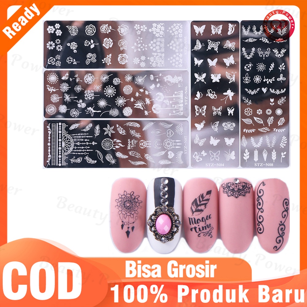 Jual Manicure Transfer Template Bunga Kuku Kuku Gambar Stamping Stensil ...